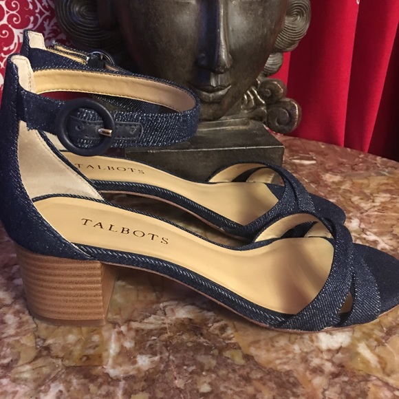 Talbots | Shoes | Talbots Sandals Denim Size 8 Block Heels | Poshmark